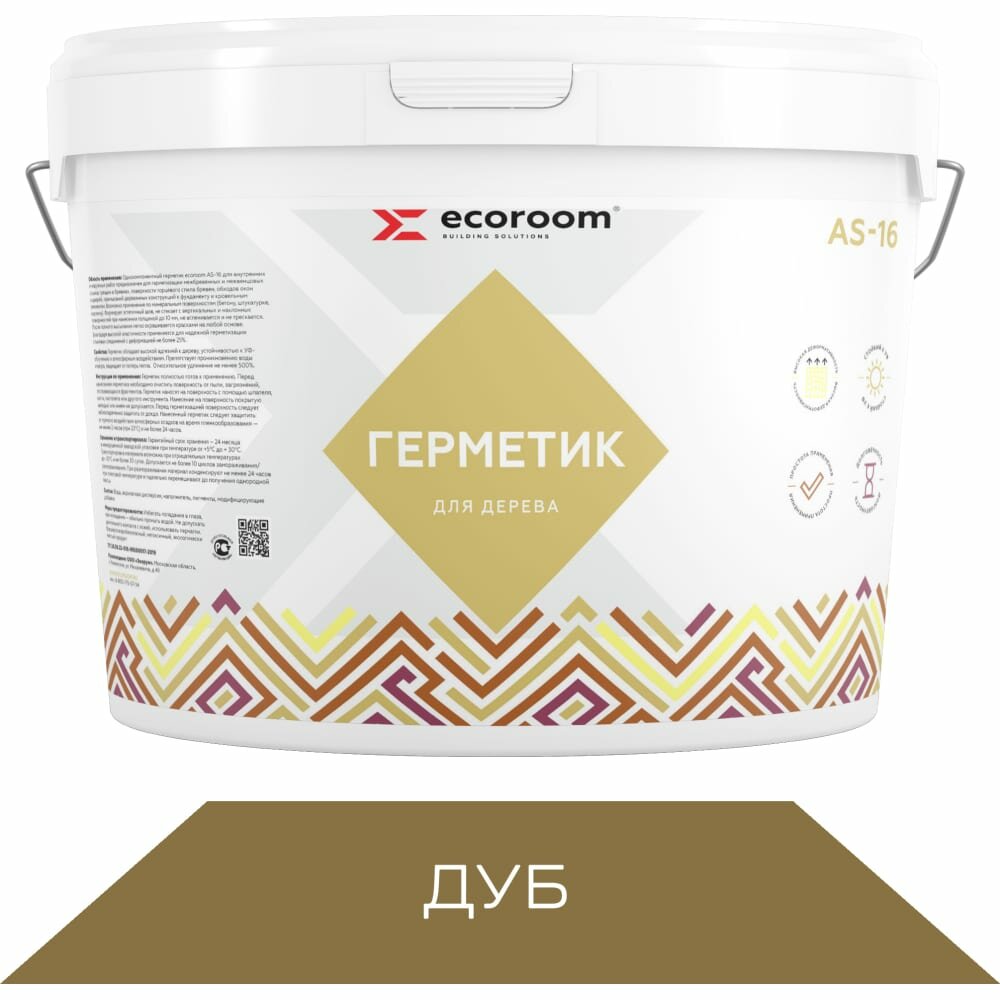 Герметик акриловый ECOROOM AS-16 для дерева, дуб,-3/дуб, для наружных и внутренних работ