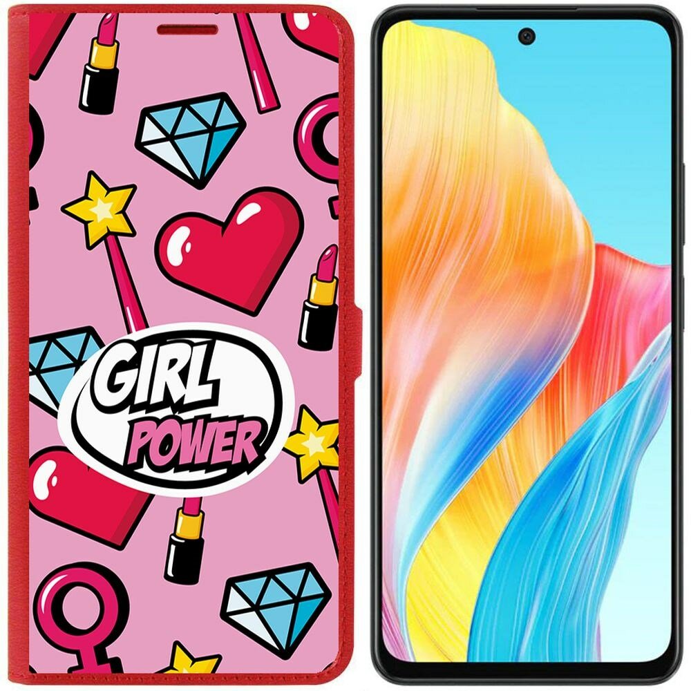 Чехол-книжка Krutoff Eco Book для Oppo A58 4G Girl Power (красный)