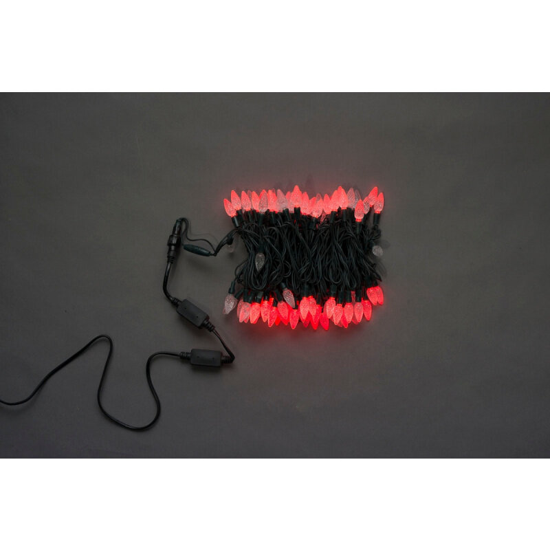LED-XS-100-240V-R Светодиодная гирлянда 10м, IP65, 240V, красные LED/насадка Ягодка 3,5х1,5см. Flesi