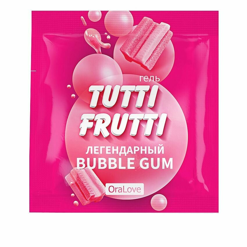 Пробник гель-смазки Tutti-frutti со вкусом бабл-гам - 4 гр.