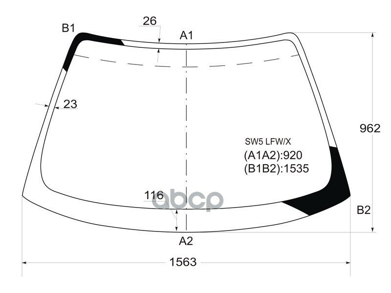 Стекло лобовое Honda Inspire 95-98 / Saber 95-98 XYG арт. SW5 LFW/X