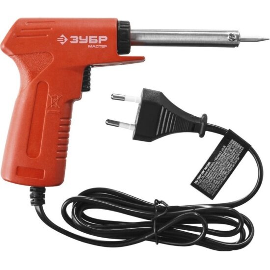 Электропаяльник Зубр 30Вт + 70Вт, конус, пистолетная рукоятка, 55404