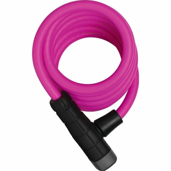 Замок для велосипеда противоугонный Abus 05-0015856 Primo 5510K/180см SCMU трос 10мм, на ключе, с кронштейном, класс защиты 3/15, 508гр, розовый