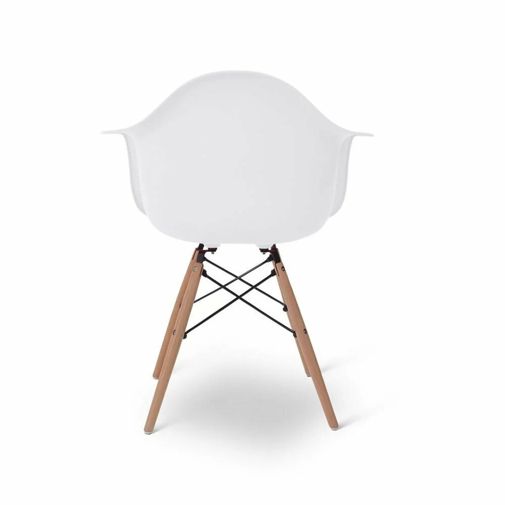 Стул-кресло Eames style STOOL MARKET белый, пластик, дерево, твердое сиденье, с подлокотниками — фото 1