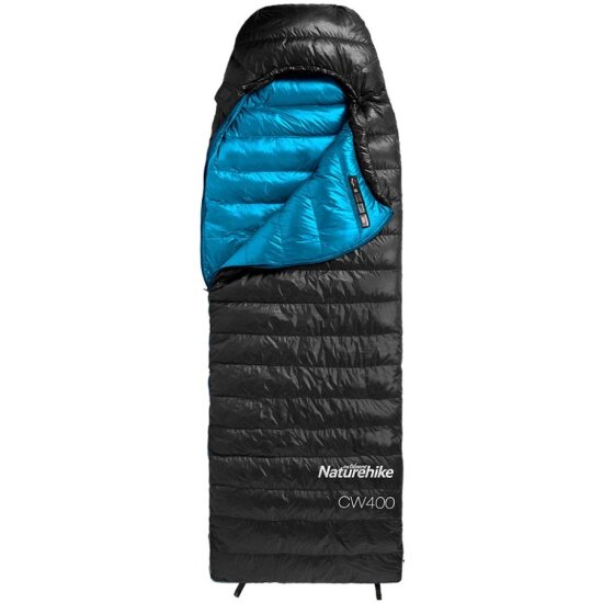 Спальный мешок Naturehike CW400 NH18C400-D с гусиным пухом, размер М, черный