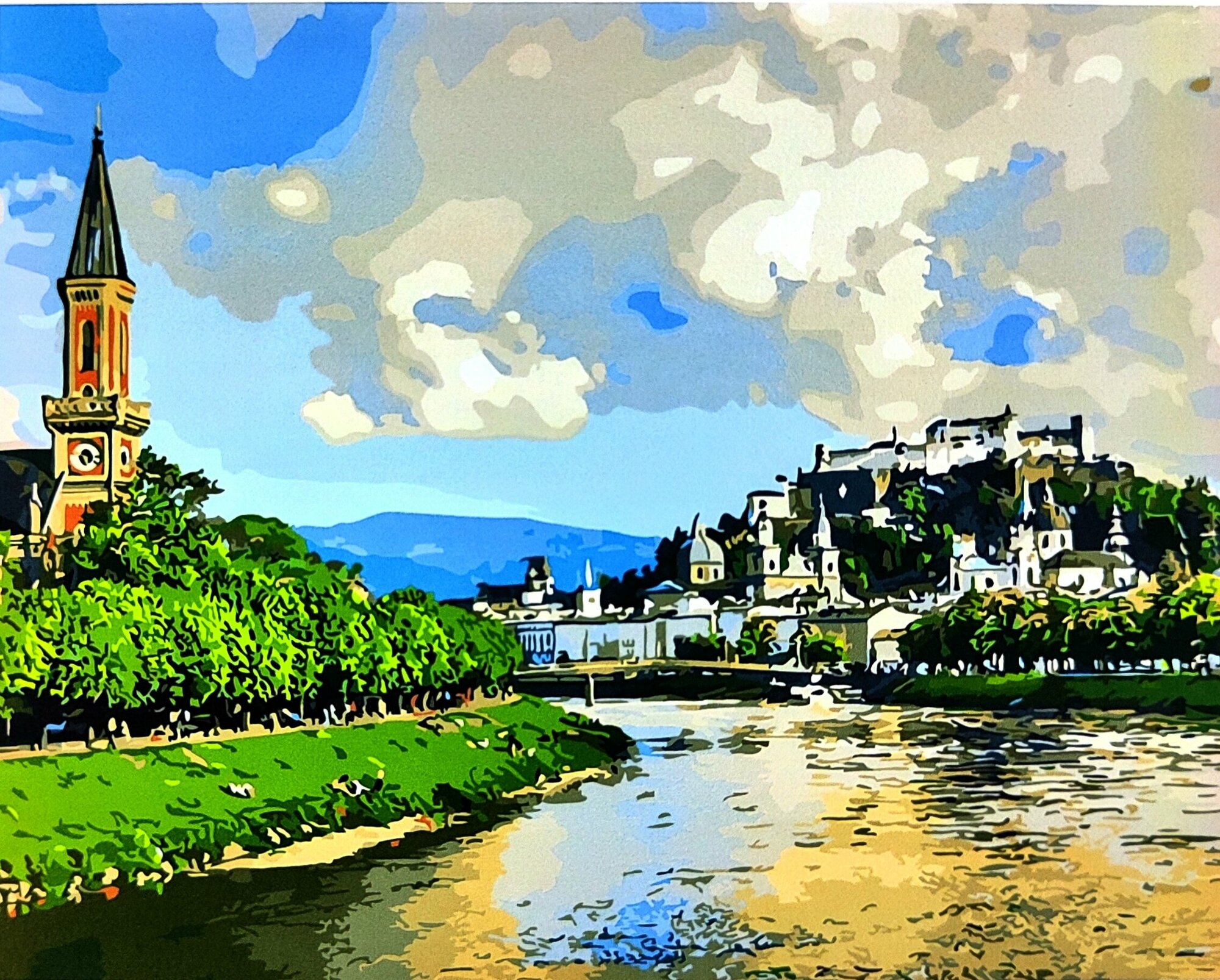 Картина по номерам "Храм Собор церковь" 40x50 см, Paintboy часовня, замок у реки