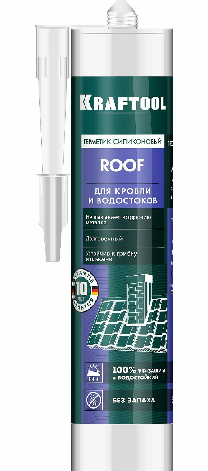Кровельный силиконовый герметик Kraftool 300 мл прозрачный для внутренних и наружных работ от -40 до +80°С