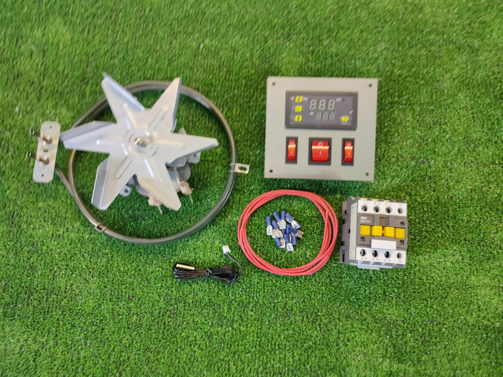 Набор конвекции коптильни №34. Панель, Вентилятор, Терморегулятор, ТЭН 2.4кВт, контактор 10квт