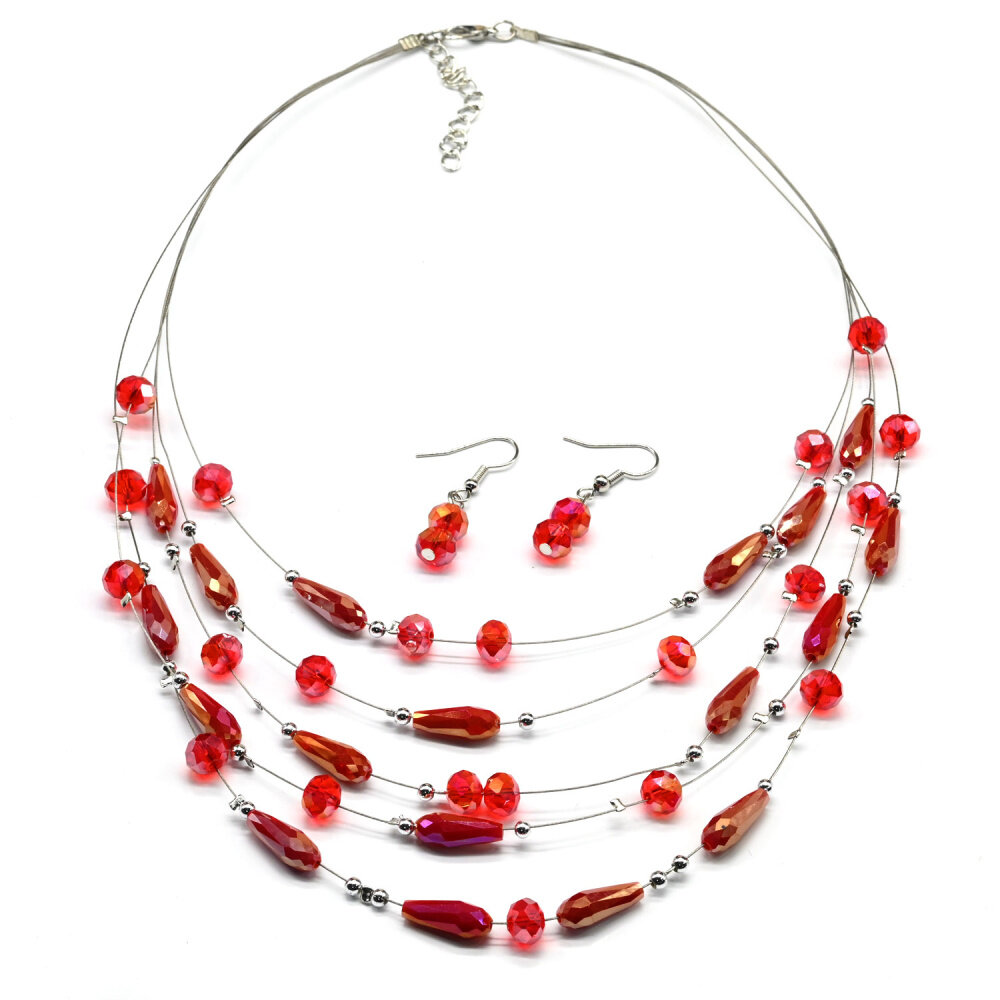 Комплект бижутерии: серьги, колье, циркон