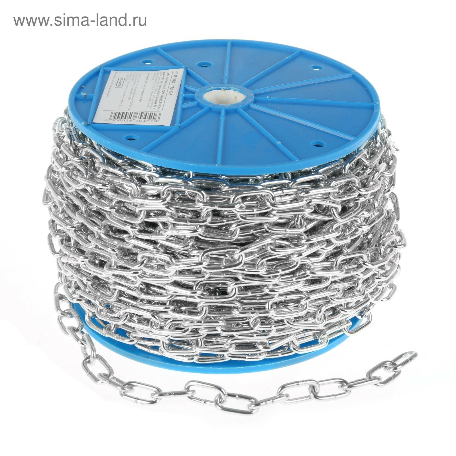 Цепь короткозвенная тундра krep, DIN766, диаметр 4 мм, сварная, оцинкованная, 50 м