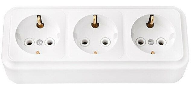 Розетка тройная наружная с заземлением BYLECTRICA Пралеска белая (РА16-265)
