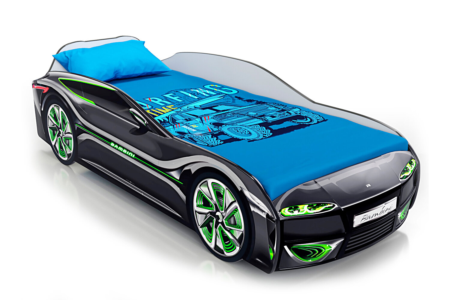 Кровать-машина Hoff Bambini, 70х160 см, с основанием, цвет чёрный