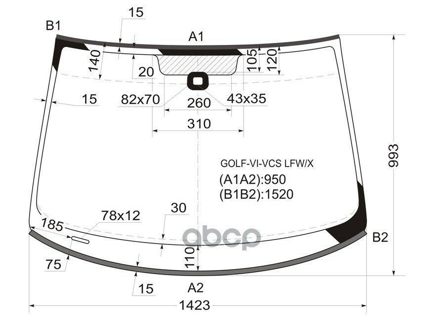 Стекло лобовое (Датчик дождя/ Молдинг) Volkswagen Golf 03-16 XYG арт. GOLF-VI-VCS LFW/X