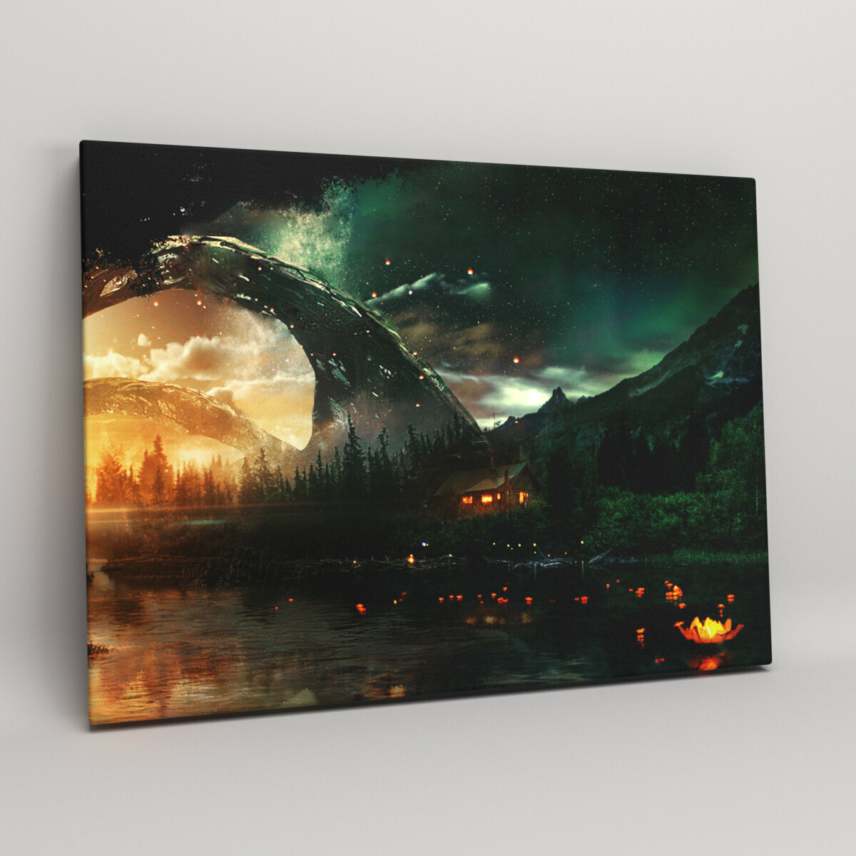 Картина на холсте (интерьерный постер) "Фантастический пейзаж" фантастика, с деревянным подрамником, размер 40x30 см