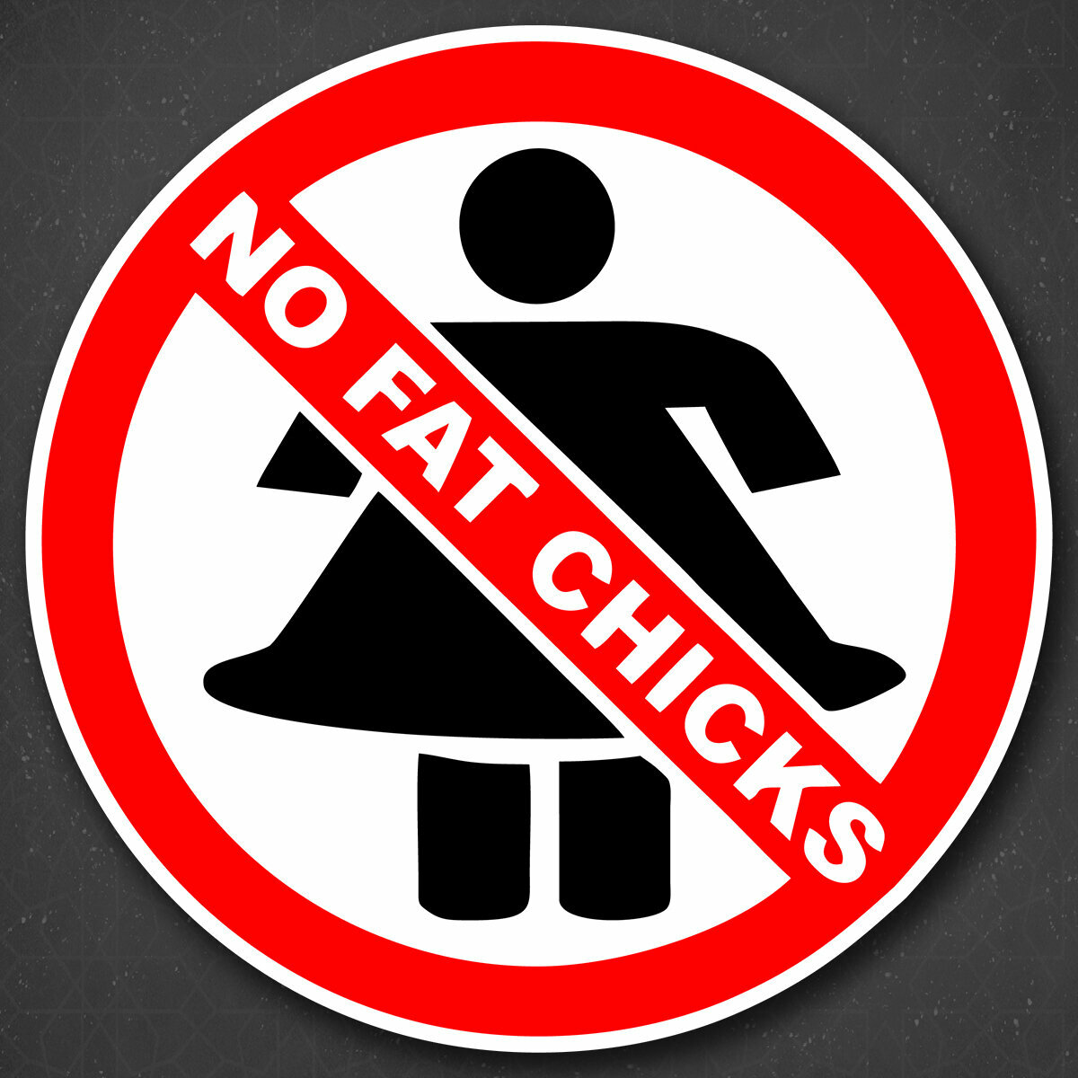 Наклейка на авто "No fat chicks - Нет толстым цыпочкам" 19x19 см