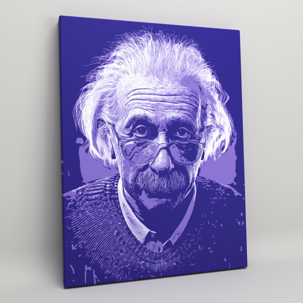 Картина на холсте (интерьерный постер) "Альберт Эйнштейн" в стиле поп арт, с деревянным подрамником, размер 45x60 см