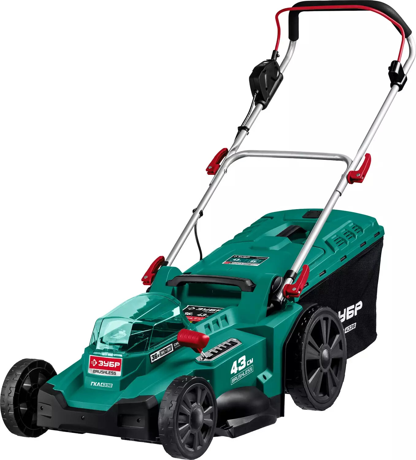 Бесщеточная газонокосилка ЗУБР 36В без АКБ ГКЛ-4336