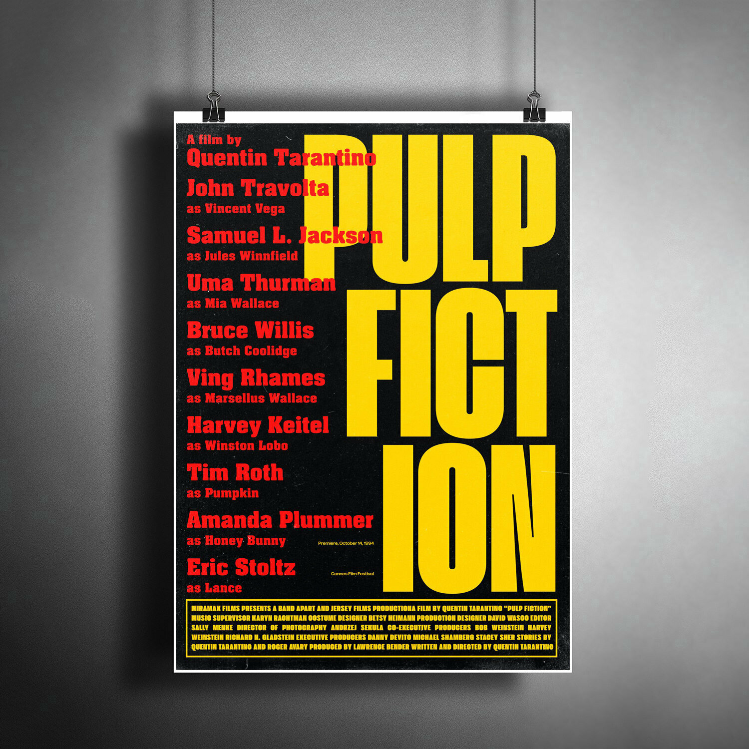 Постер плакат для интерьера "Фильм Квентина Тарантино: Криминальное чтиво. Pulp Fiction" / Декор дома, офиса, комнаты, квартиры A3 (297 x 420 мм)