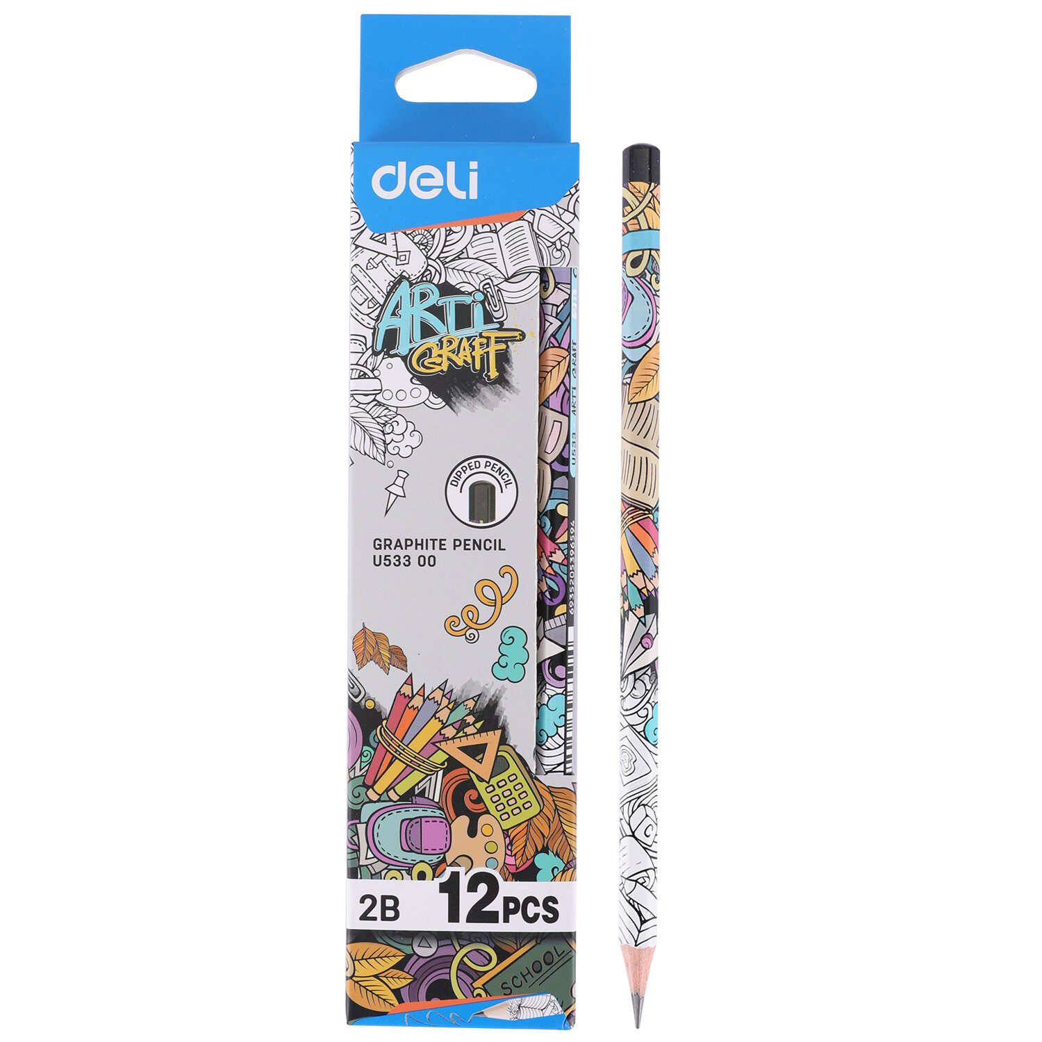 Набор карандашей ч/г Deli EU53300 Arti Graff 2B шестигран. тополь рисунок )