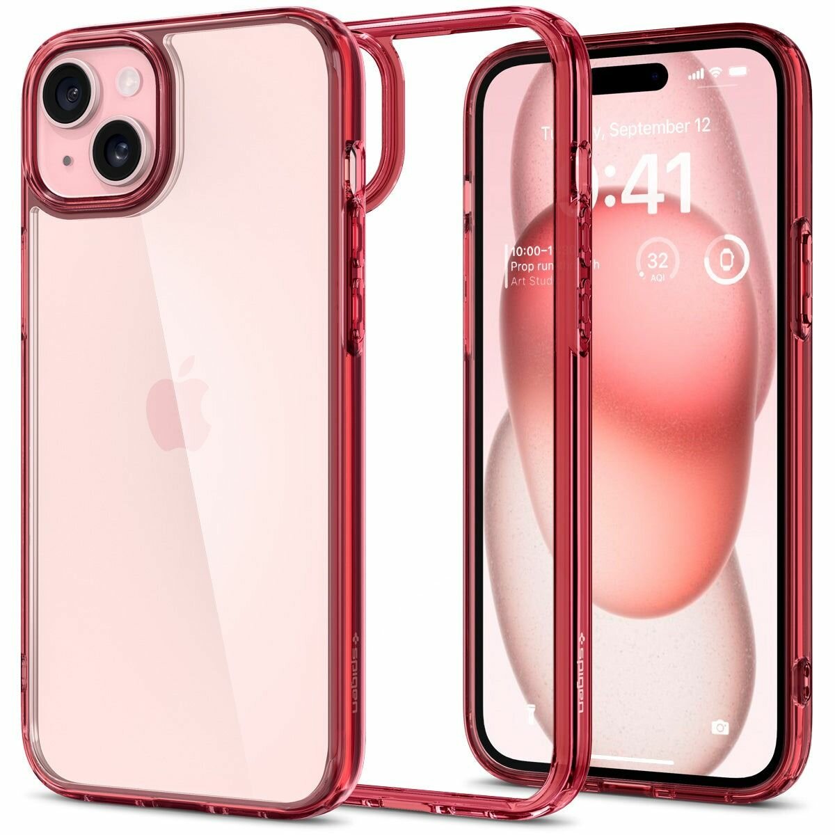 Чехол Spigen на Apple iPhone 15 Plus (ACS06654) Ultra Hybrid / Спиген чехол для Айфон 15 Плюс накладка, противоударный, с защитой камеры, красный