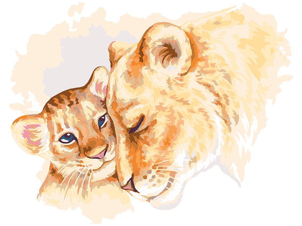 Набор для раскрашивания по номерам "фрея" PKZ/PM-018 (на картоне) 40 х 30 см "Львёнок и львица"