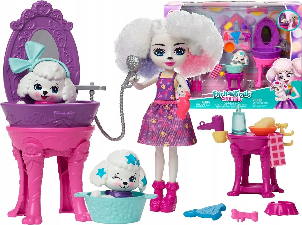 Mattel. Набор "Enchantimals City Tails Poodle do Beauty salon" Салон красоты Перрис Пудель