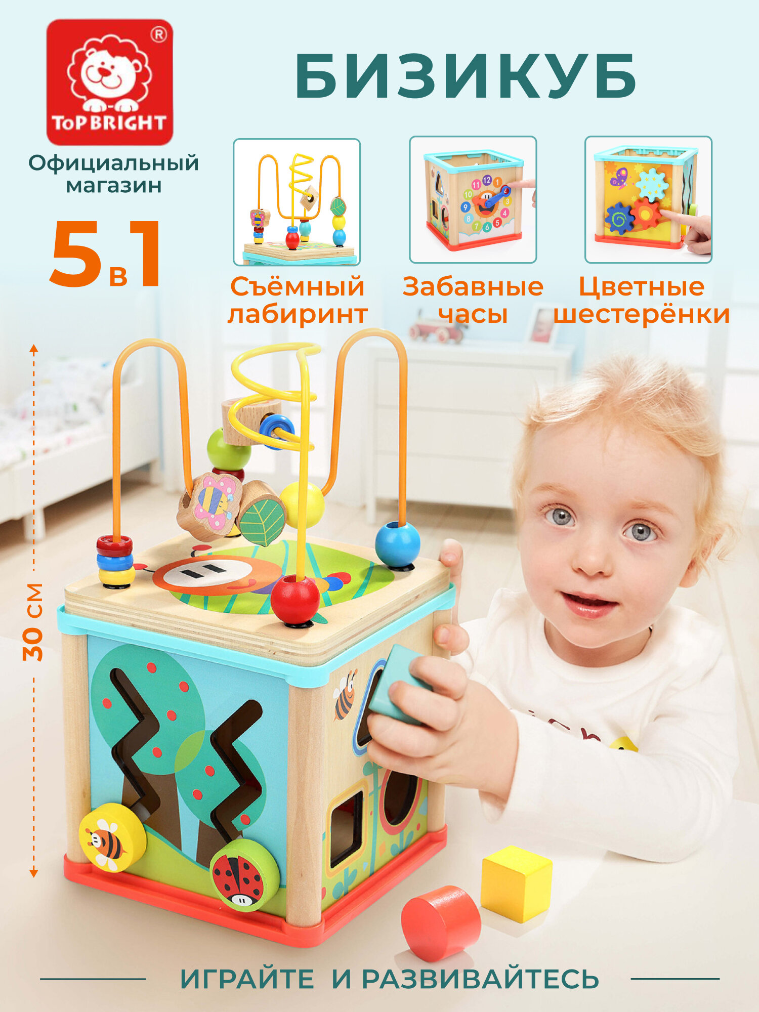 Сортер деревянный TOPBRIGHT 120315 лабиринт бизикуб Сад