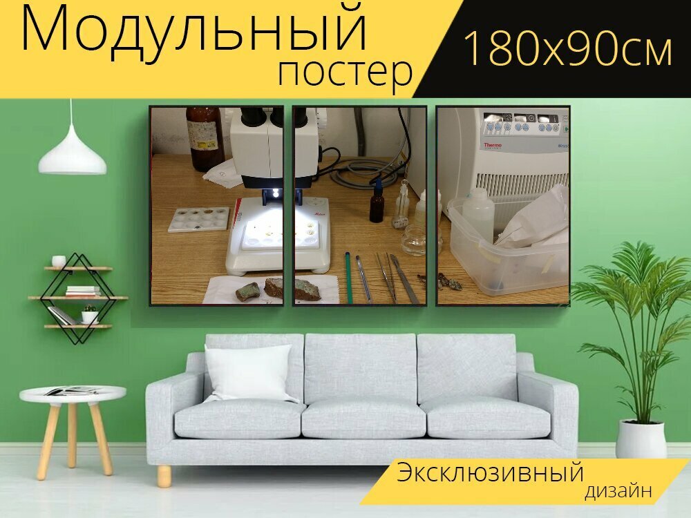 Модульный постер "Стереоскоп, лаборатория, наука" 180 x 90 см. для интерьера