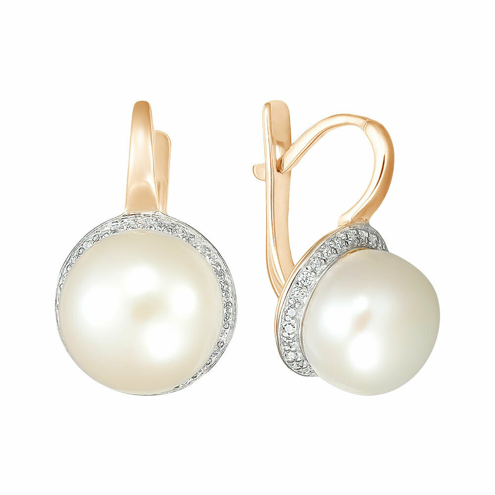 Серьги, красное золото, 585 проба, жемчуг