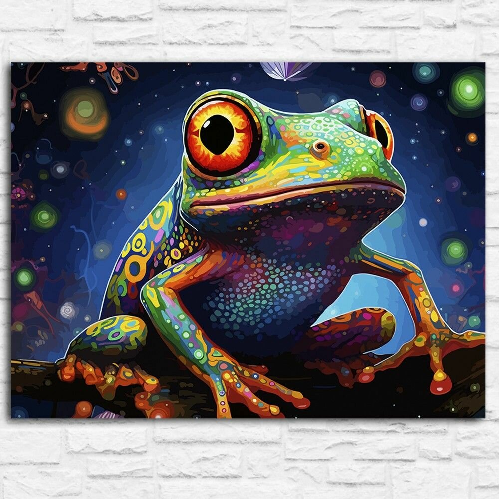 Картина по номерам на холсте животные красочная лягушка (земноводные, абстракция) - 12678 Г 30x40