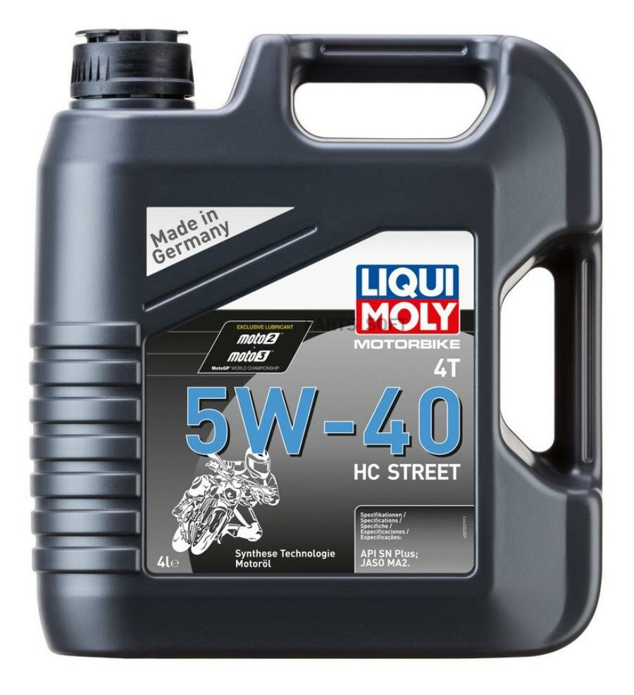 LIQUI MOLY 20751 LiquiMoly 5W40 Motorbike 4T HC Street (4L) масло моторное! HC-синт, для мотоц.\ API-SN, JASO MA-2