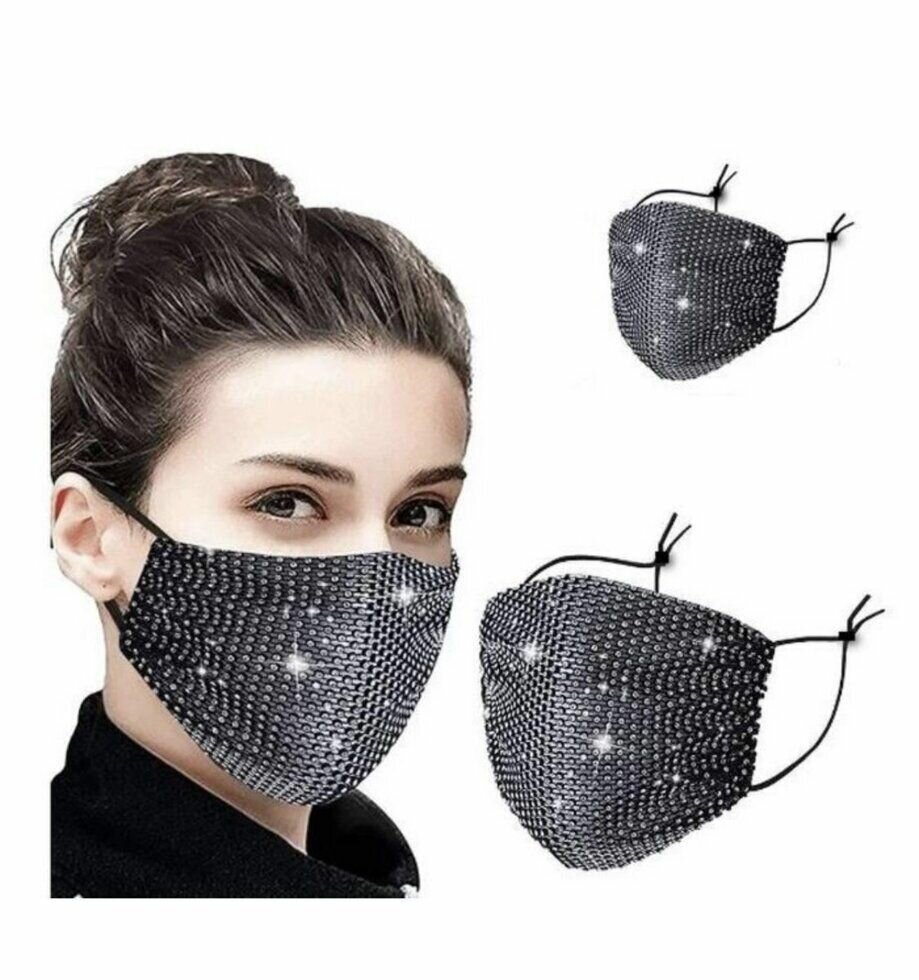 Маска со стразами черная