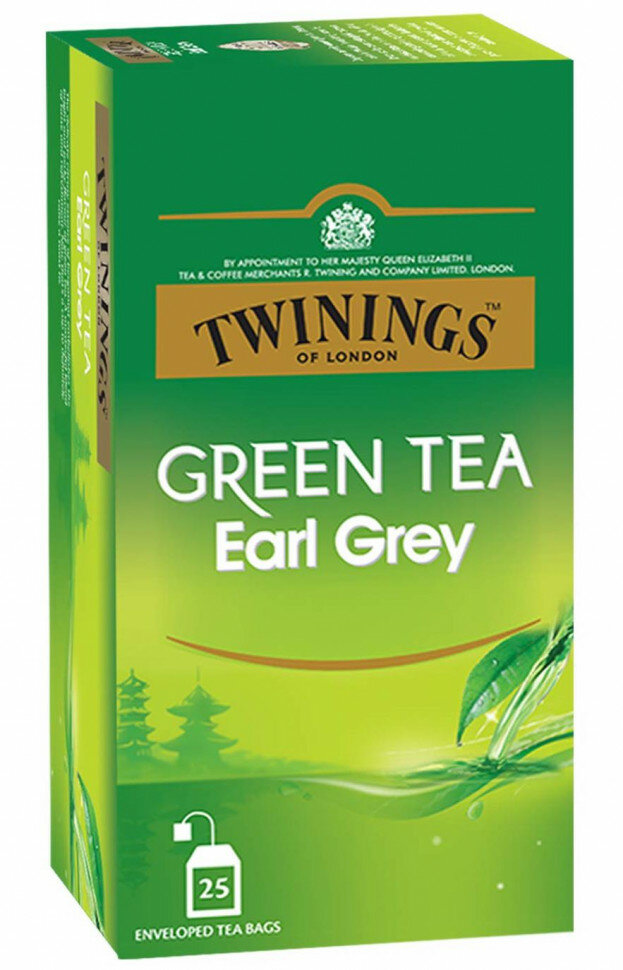 Twinings Green Tea Earl Grey 1.6г x 25 пак зеленый чай (18982)