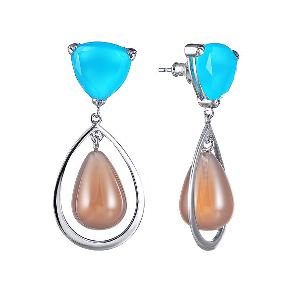 Серьги, серебро, 925 проба, агат