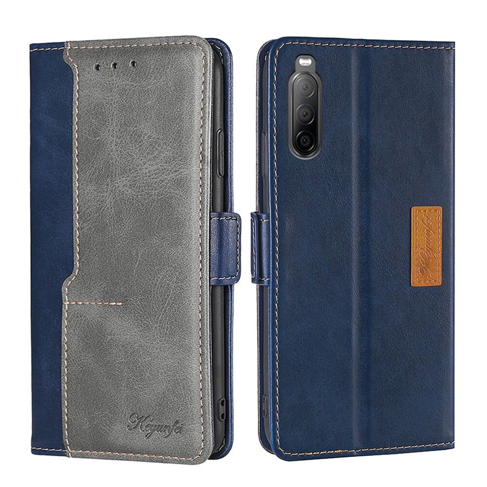 Чехол-книжка MyPads для Sony Xperia 10 II / Сони Xperia 10 II (Синий + серый)