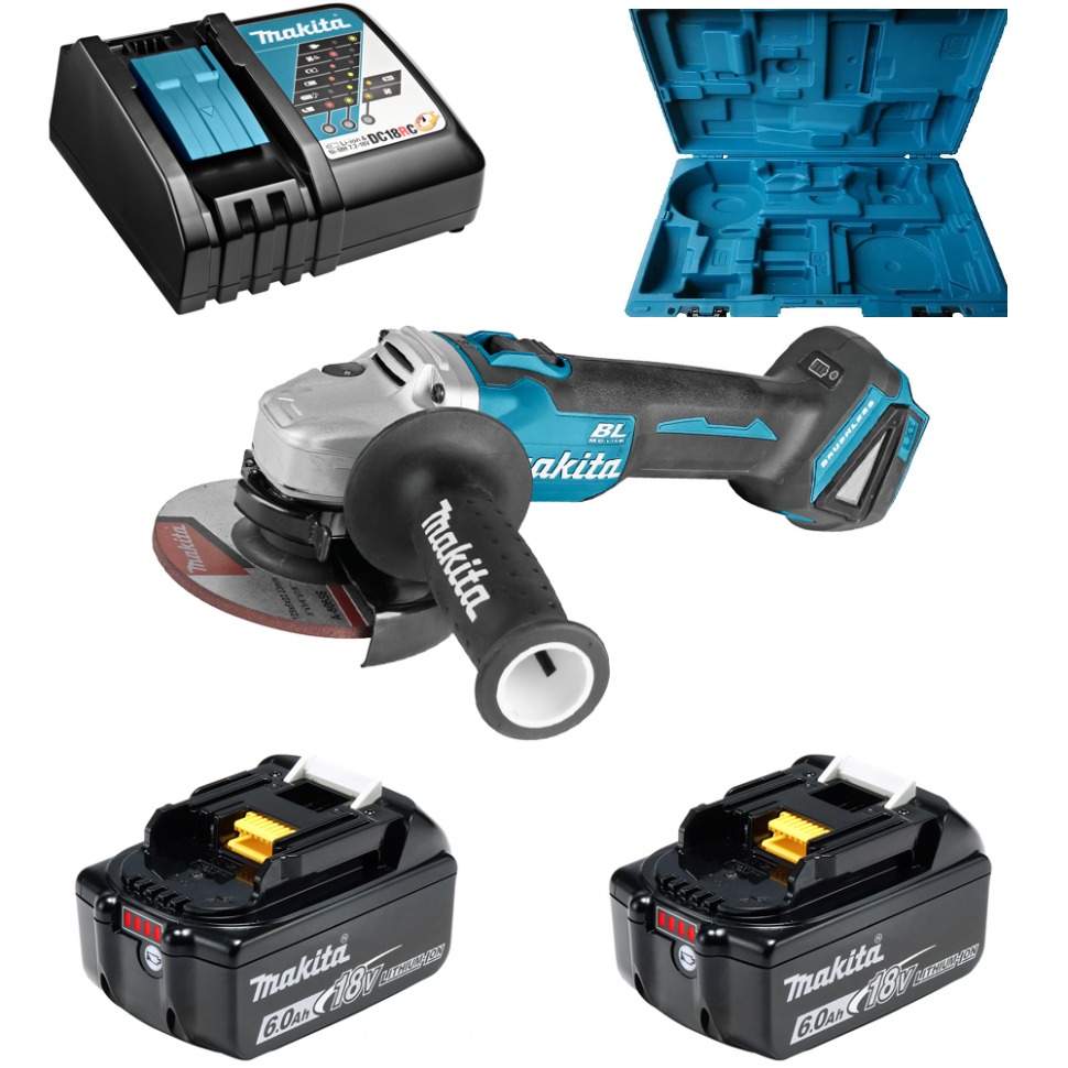Шлифмашина угловая аккумуляторная 18В LXT 125мм Li-Ion 2x6Ач Makita DGA504RGE