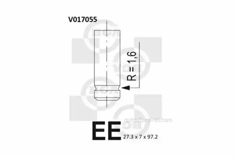 BGA V017055 Клапан двигателя выпускной [27.4x7x97] FIAT CINQUECENTO, DOBLO, PALIO, PANDA, PUNTO, SEICENTO, SIENA, STRADA, TIPO, UNO / LANCIA Y, Y10, YPSILON 1.0/1.3 84-12