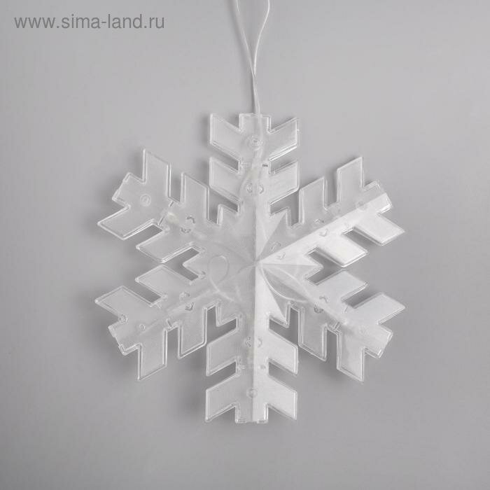 Гирлянда Нить 2 м с насадками Снежинка матовая , IP20, прозрачная нить, 36 LED, свечение синее, 220 В