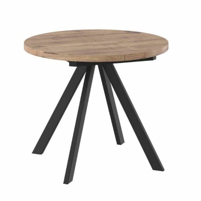 Стол рондо М-90, круглый раздвижной 90(125), Дуб Веллингтон/Черный