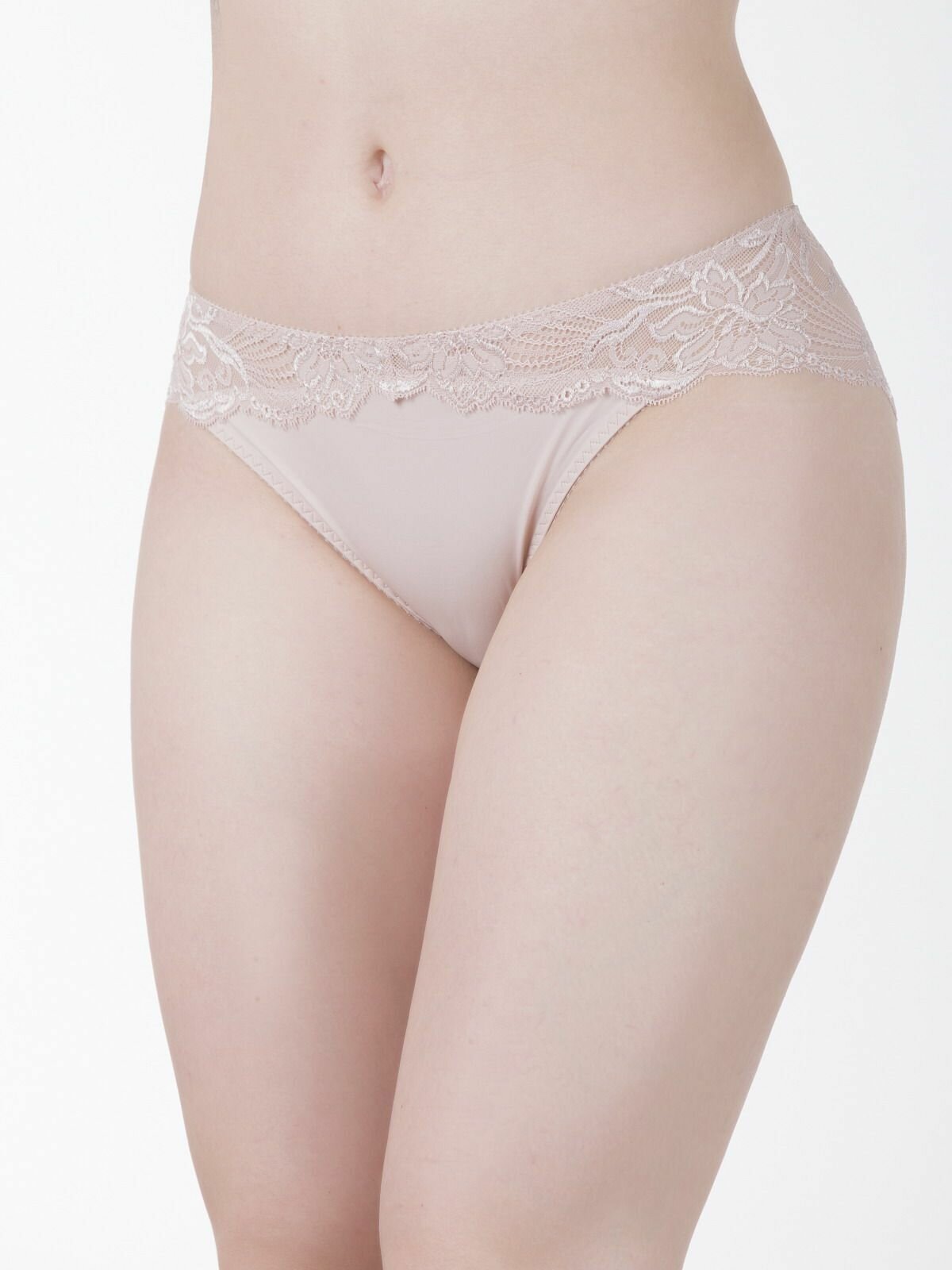 Трусики-слипы кружевные 'Laura', пудровый, EU 46, полиамид/лайкра/хлопок