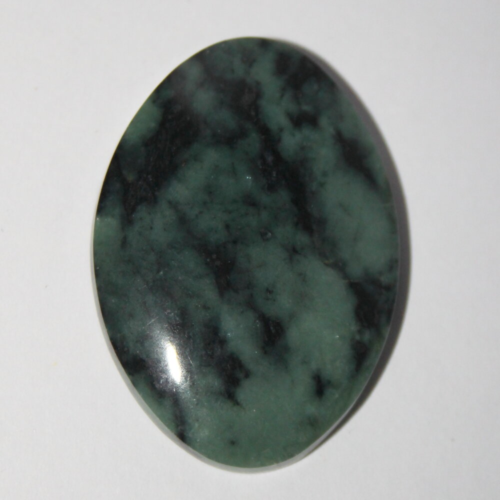 Офит кабошон, натуральный камень, 36х25х3 мм, Урал, "True Stones"