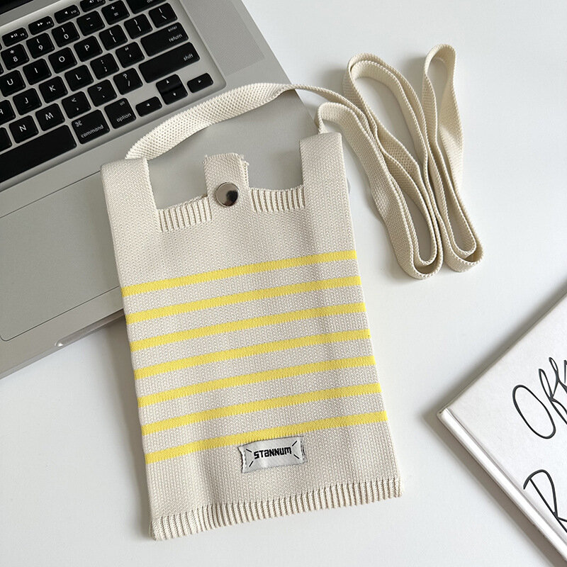 Чехол-кошелек "Мини-мессенджер" Douyin, для мобильных телефонов, женский, желтый в полоску