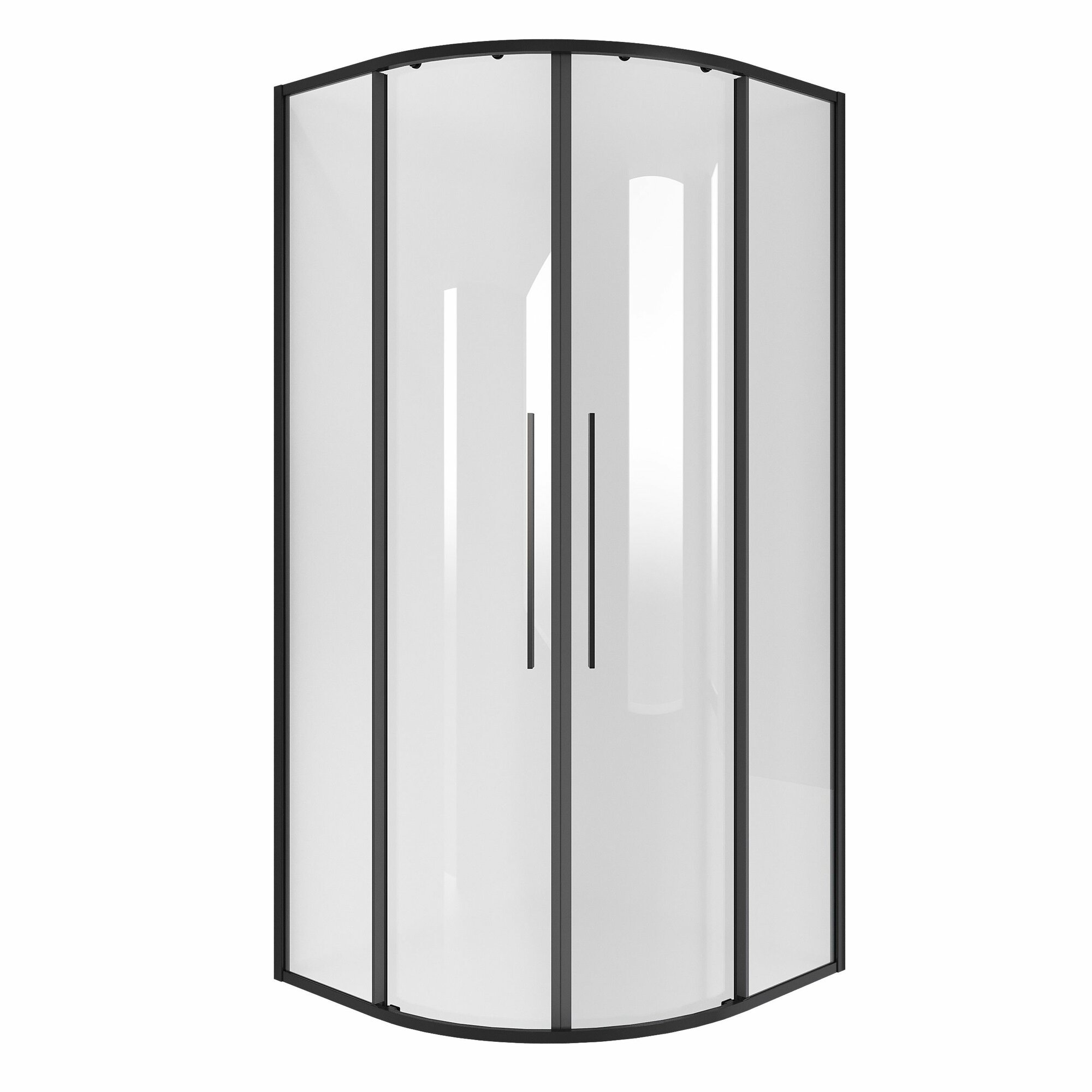 Душ. ограждение NG-6825-34BLACK (80*80*195) полукруг, раздвижная, черный матов, стекло прозрач, 1 ме