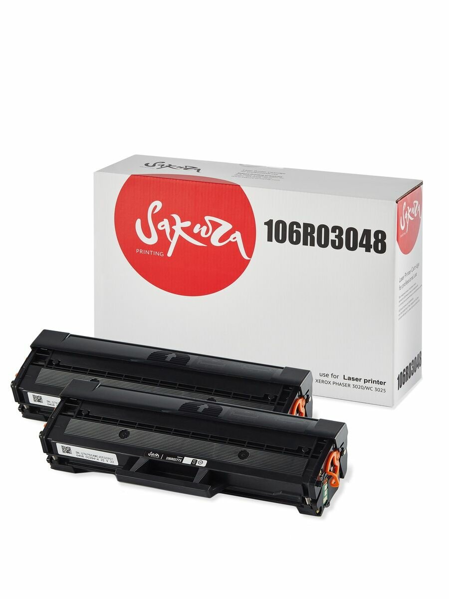 Картридж Sakura 106R03048 (SA106R03048) Черный (Black) RTL (Совм.) для Xerox Phaser 3020, WorkCentre