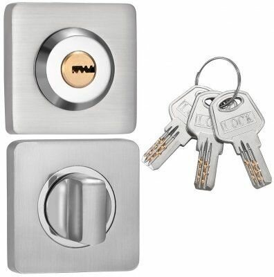 Завертка (поворотная ручка) поворотник квадратный с ключом для межкомнатных замков Vantage BK02CP-K, CP (хром)