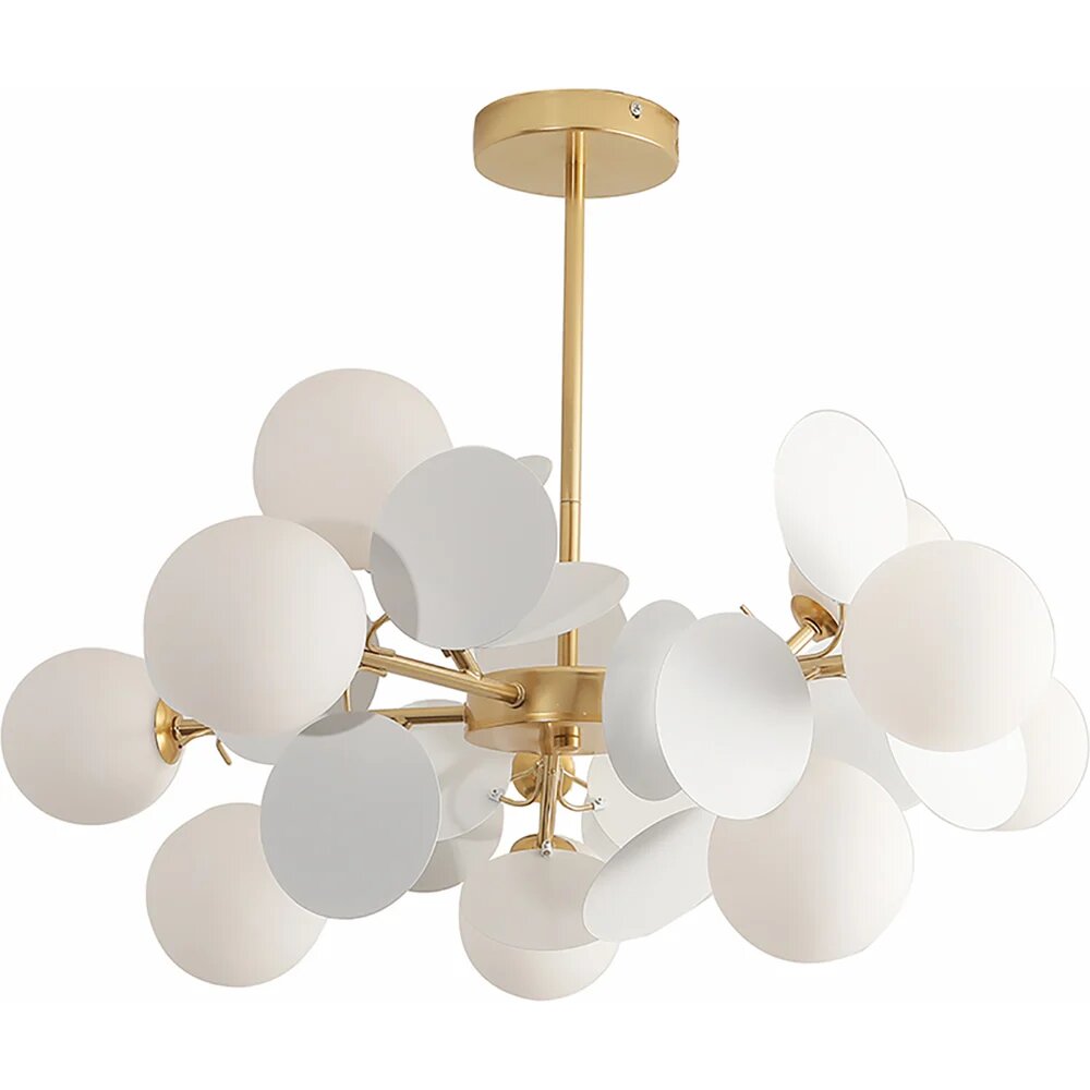 Балтийский светлячок Люстра 8 плафонов с лепестками, белая WL-10008