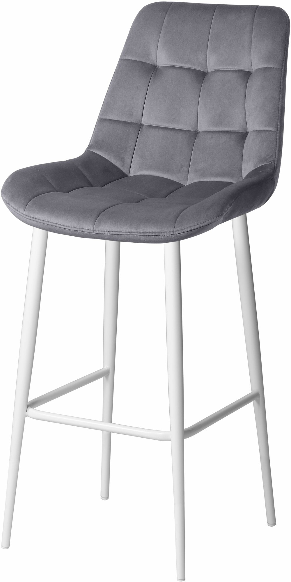 Барный стул Ambe Эйден, для кухни мягкий, 75 см, серый, каркас белый