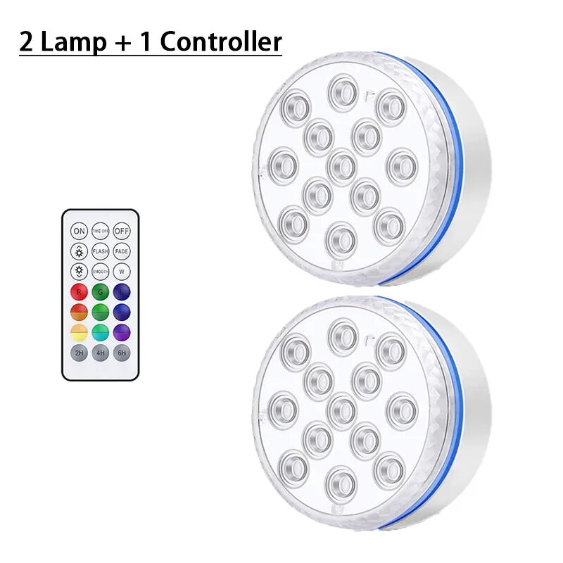 QIUCI Подводное освещение для бассейна 13 LED 2 light 1 remote, 8.5CM