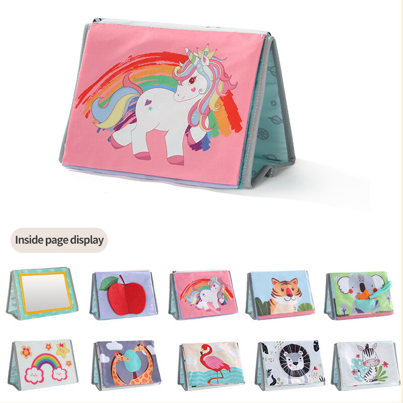 Тканевый календарь-книжка для младенцев 0-1 года, для тренировки поднятия головы новорожденных, черно-белое изображение, веселое зеркальце, развитие цветового восприятия у ребенка, разрывная.