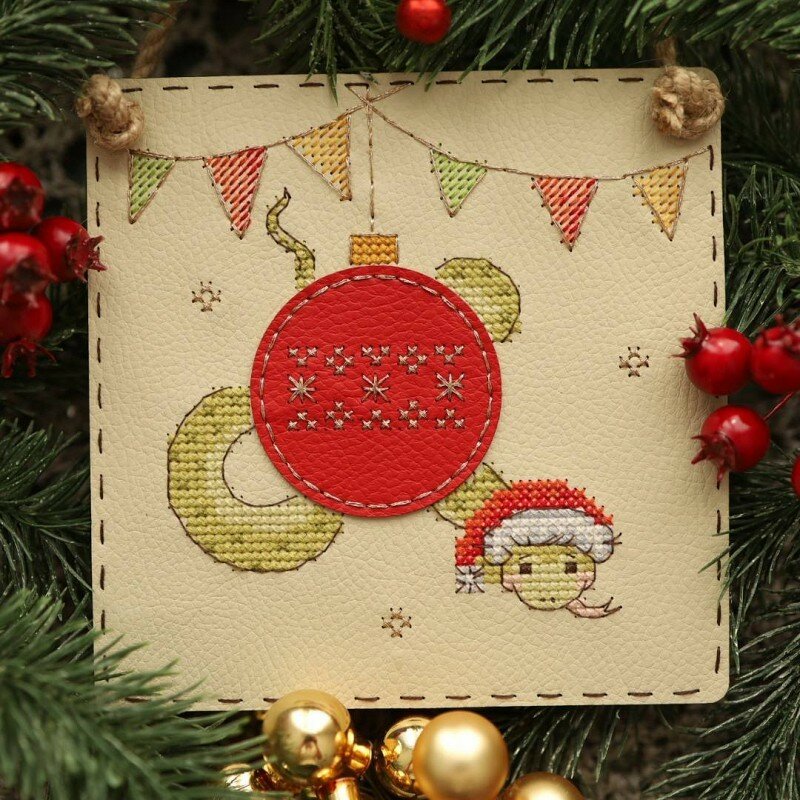 Набор для вышивания Neocraft #НК-14g Мини панно "Змейка", Счетный крест, 14 х 14 см